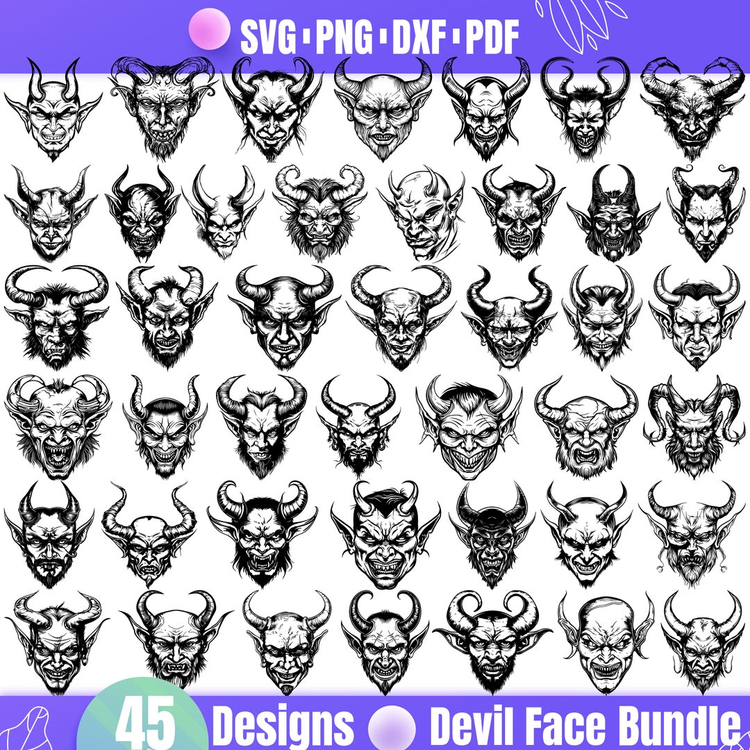 High Quality Devil Face SVG Bundle, Devil Face Dxf, Devil Face Png ...