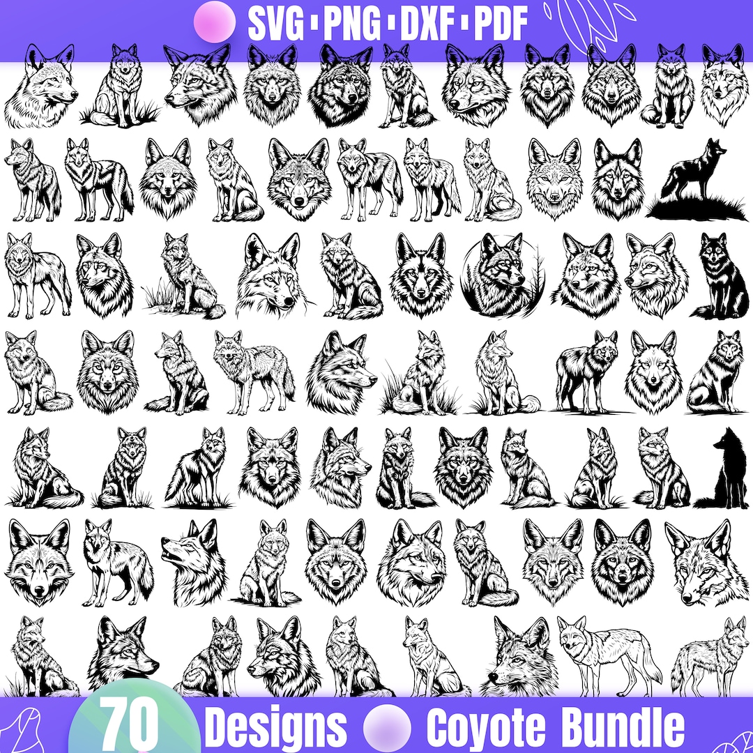 High Quality Coyote SVG Bundle, Coyote Dxf, Coyote Png, Coyote Vector ...