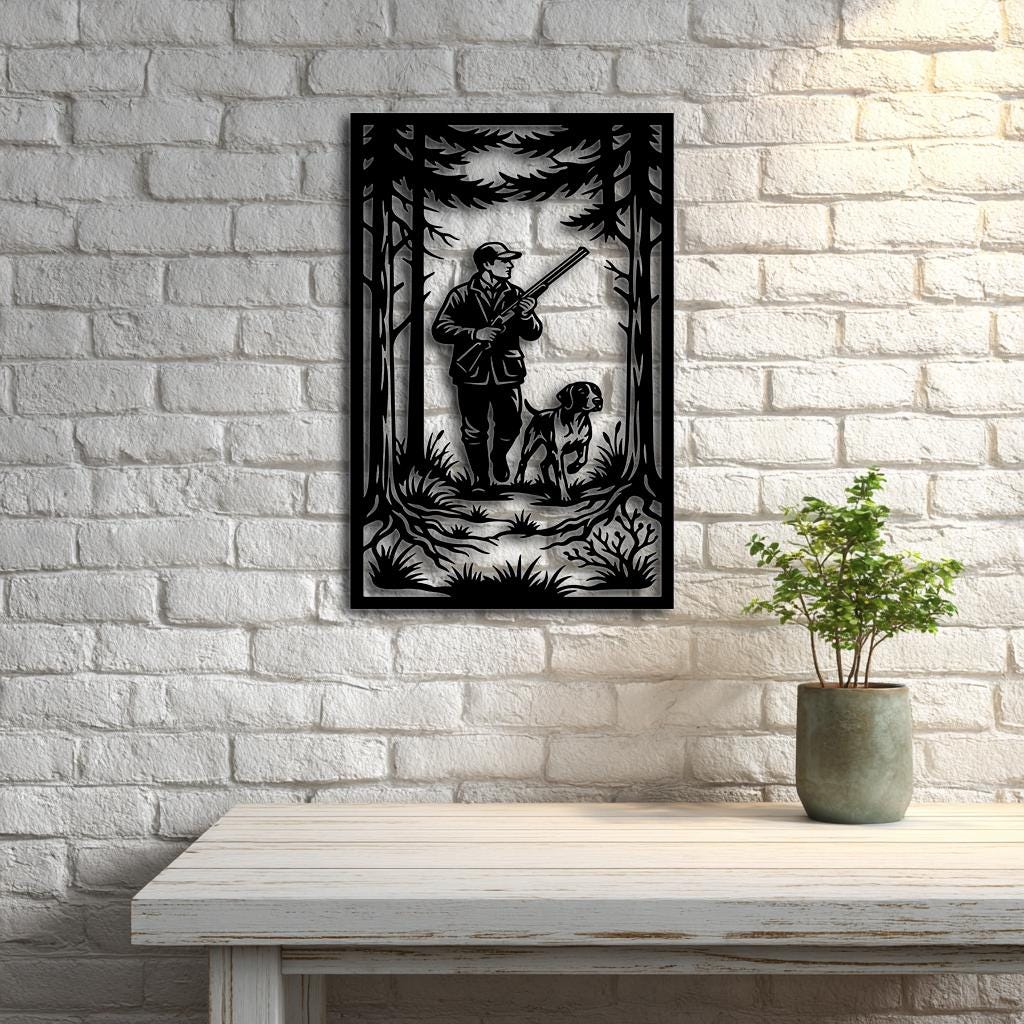 Hunting Panel SVG DXF, Hunter and Duck Hunting Scene, Silhouette Cut ...