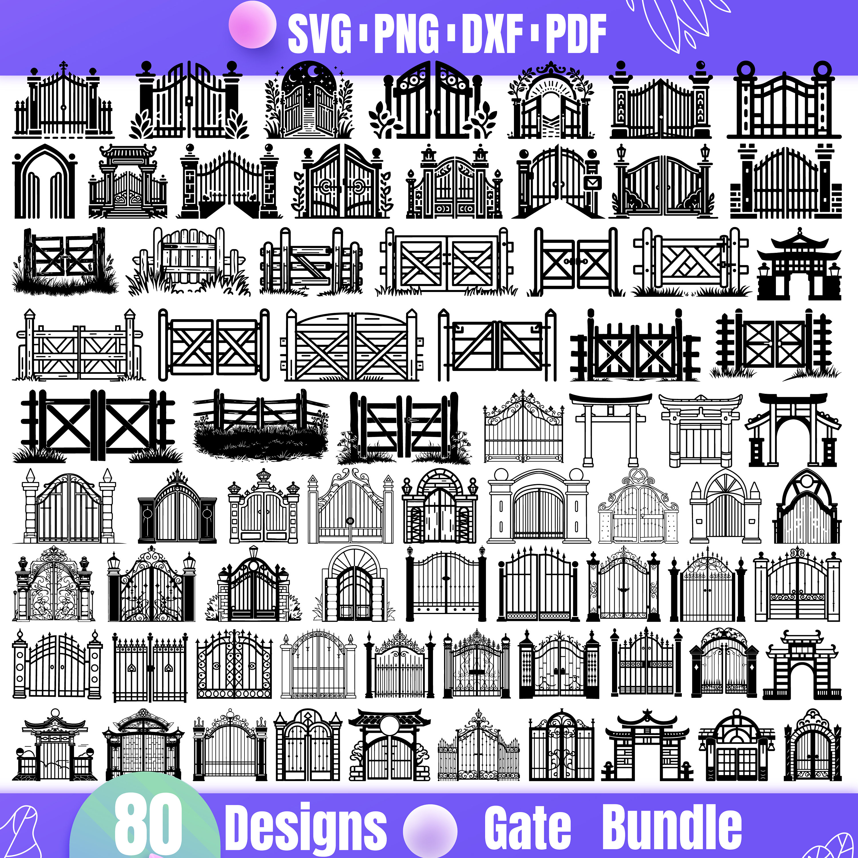 High Quality Gate SVG Bundle, Gate Dxf, Gate Png, Gate Vector, Gate ...