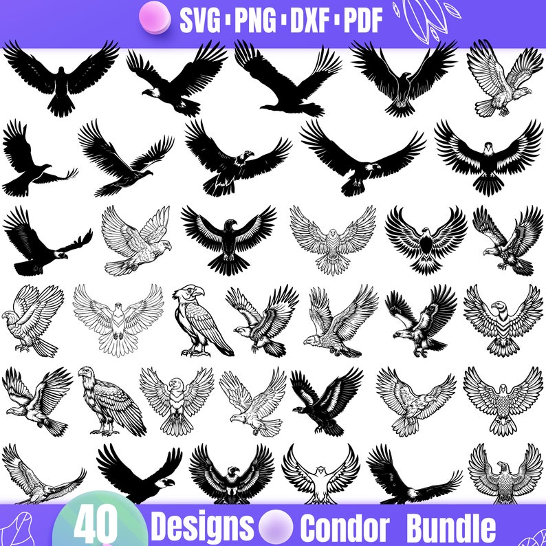High Quality Condor SVG Bundle, Condor Dxf, Condor Png, Condor Vector ...