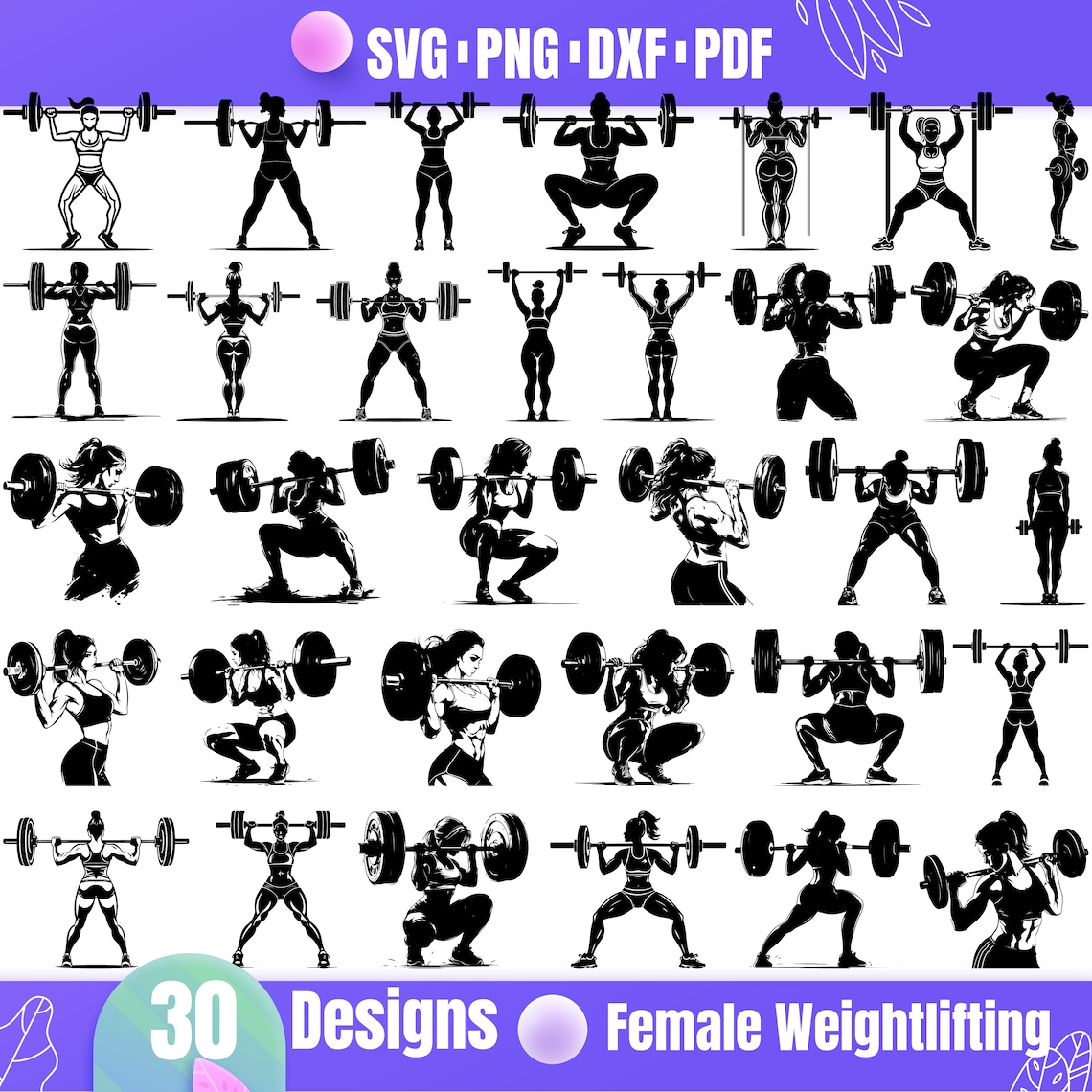 High Quality Female Weightlifting SVG Bundle, Female Weightlifting Dxf ...