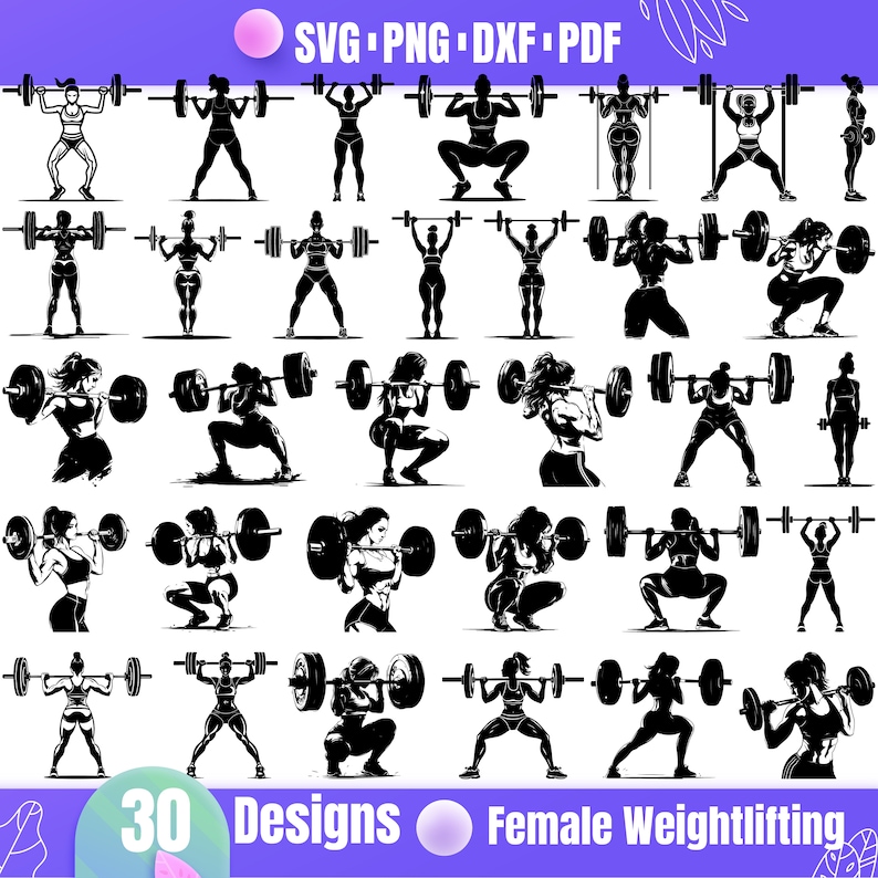 High Quality Female Weightlifting SVG Bundle, Female Weightlifting Dxf ...