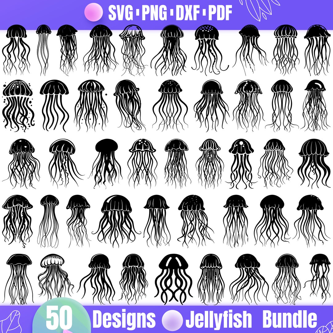 High Quality Jellyfish SVG Bundle, Jellyfish Dxf, Jellyfish Png ...
