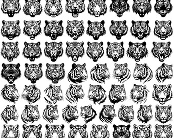 Tiger Face SVG Bundle, Tiger Face Dxf, Tiger Face Png, Tiger Face Eps, Tiger Face Vector, Tiger ...