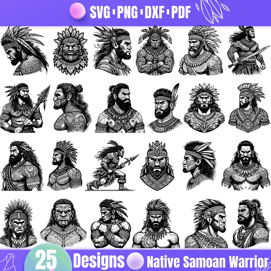 High Quality Native Samoan Warrior SVG Bundle, Samoan Svg, Tongan Svg ...