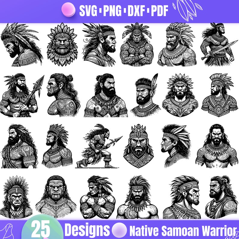 High Quality Native Samoan Warrior SVG Bundle, Samoan Svg, Tongan Svg ...