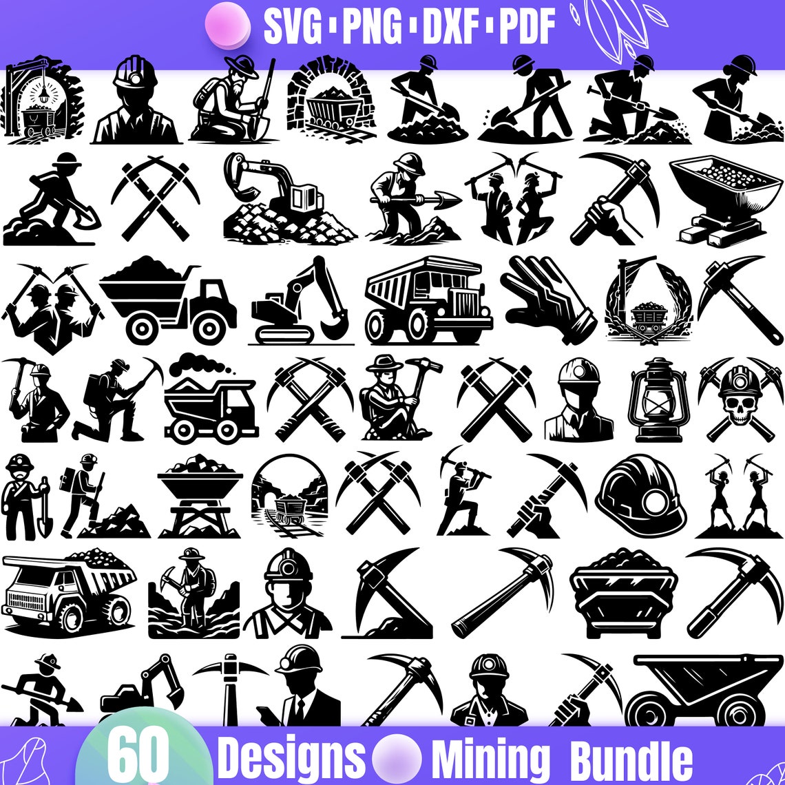 High Quality Mining SVG Bundle, Mining Dxf, Mining Png, Mining Vector ...