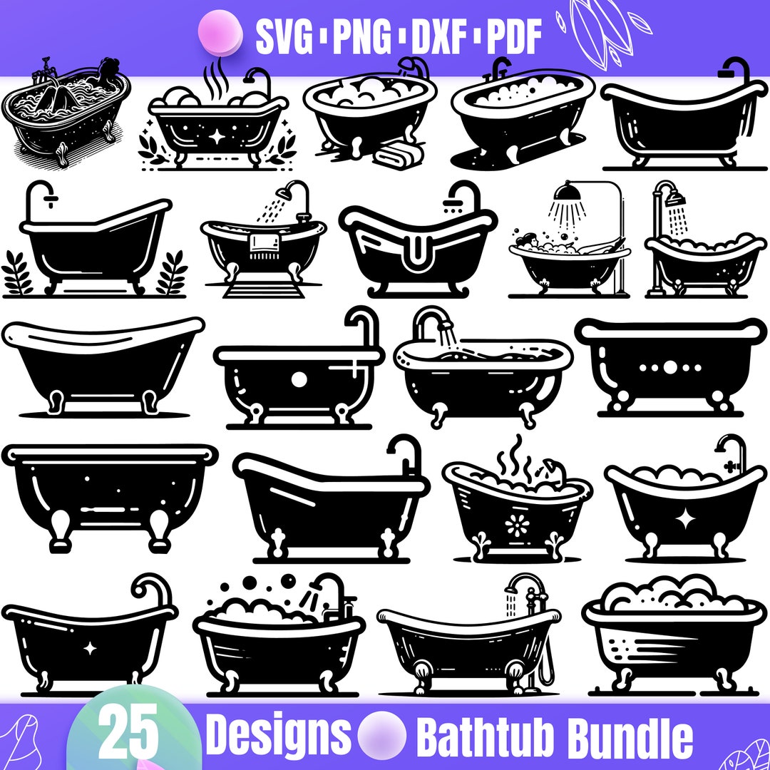 High Quality Bathtub SVG Bundle, Bathtub Dxf, Bathtub Png, Bathtub ...