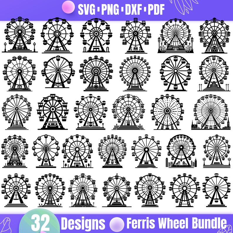 High Quality Ferris Wheel SVG Bundle, Ferris Wheel Dxf, Ferris Wheel ...