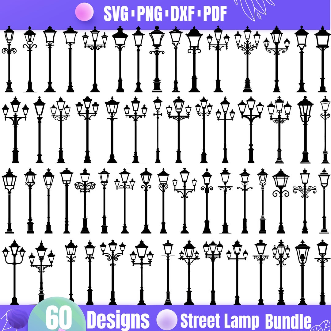 High Quality Street Lamp SVG Bundle, Street Lamp Monogram, Street Lamp Dxf, Street Lamp Png ...