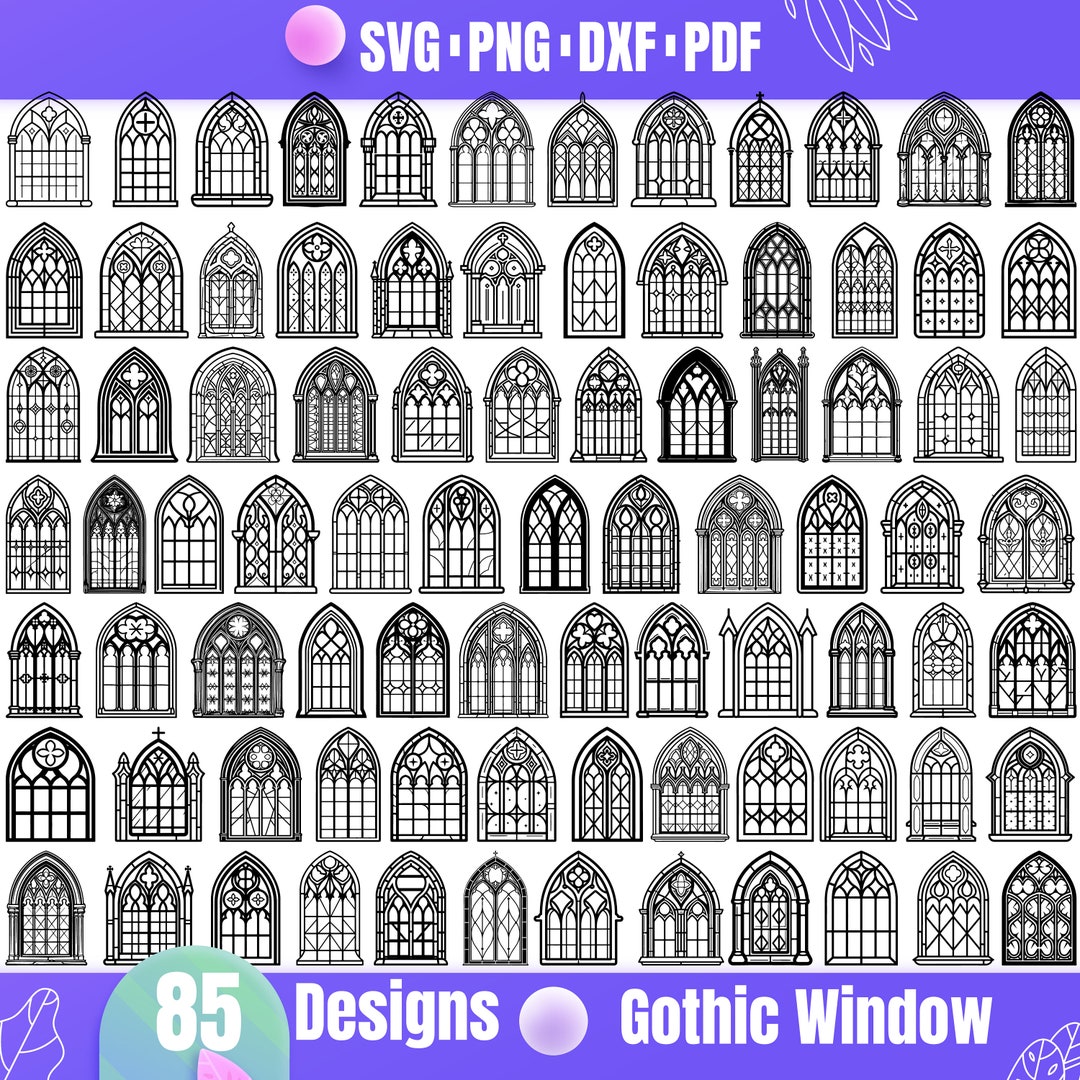 High Quality Gothic Window SVG Bundle, Church Window Svg, Gothic Window Dxf, Gothic Window Png ...