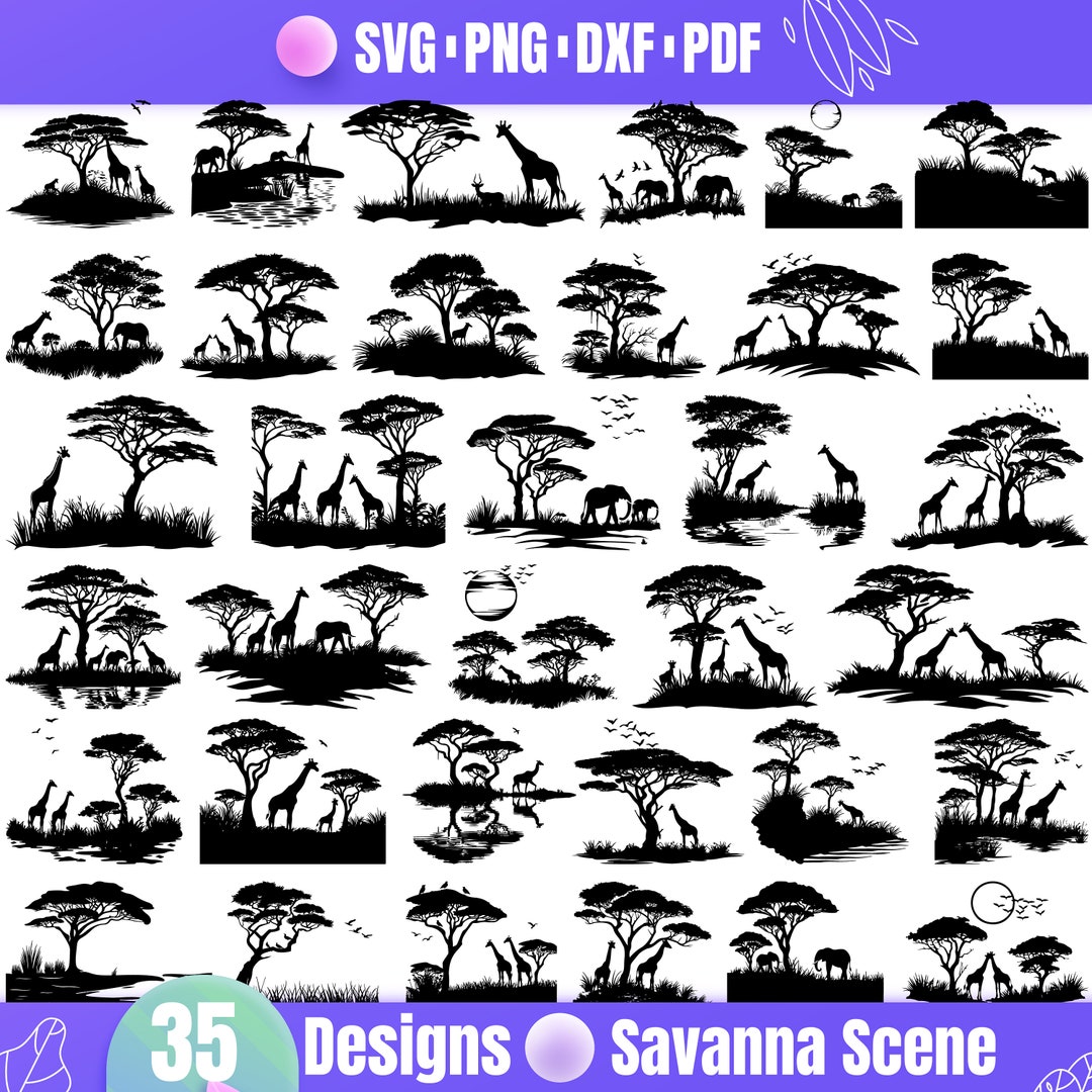 High Quality Savanna Scene SVG Bundle, Savanna Scene Dxf, Savanna Scene ...