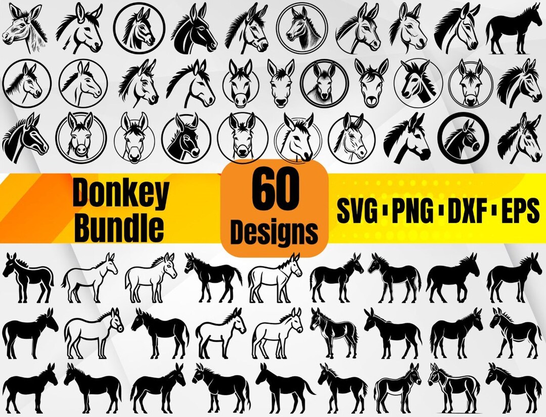 Donkey Vector, Mule Outline, Farm Animal Svg Cut File - Etsy