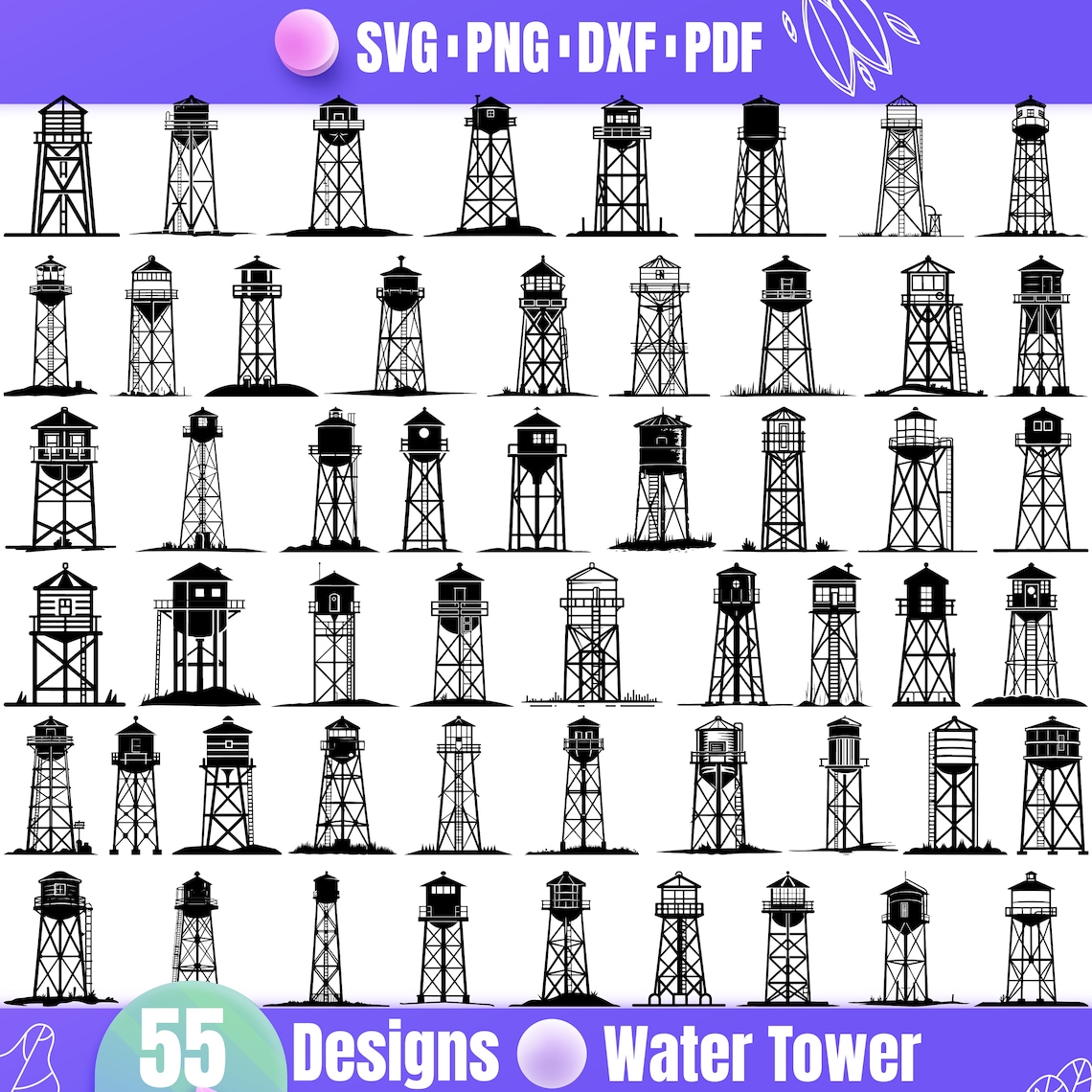 High Quality Water Tower SVG Bundle, Water Tower Dxf, Water Tower Png ...