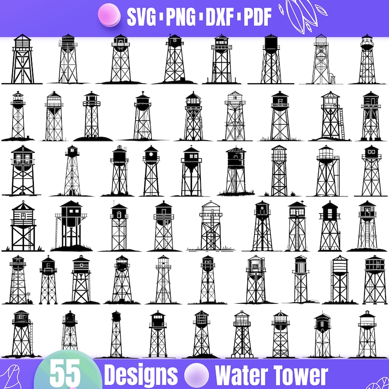 High Quality Water Tower SVG Bundle, Water Tower Dxf, Water Tower Png ...