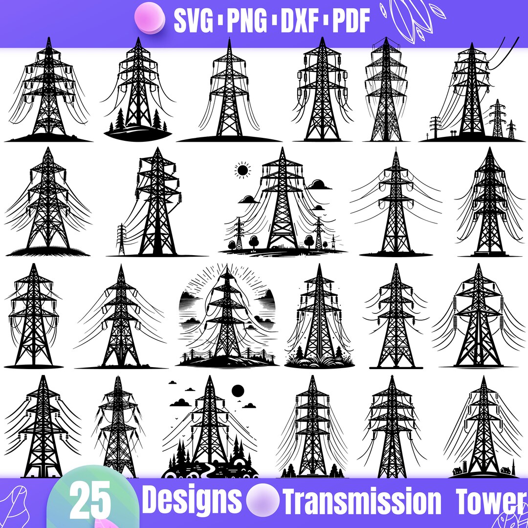 High Quality Transmission Tower SVG Bundle, Transmission Tower Dxf ...