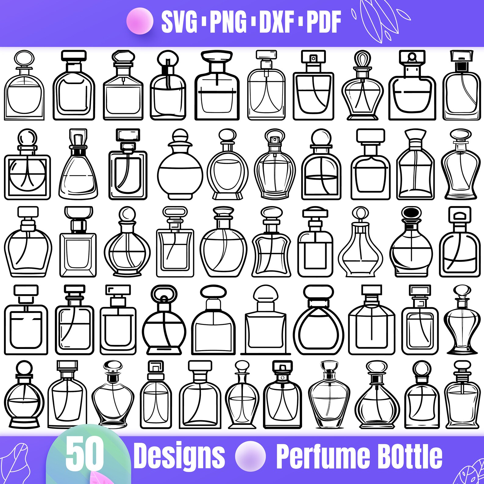 High Quality Perfume Bottle SVG Bundle, Perfume Bottle Dxf, Perfume ...
