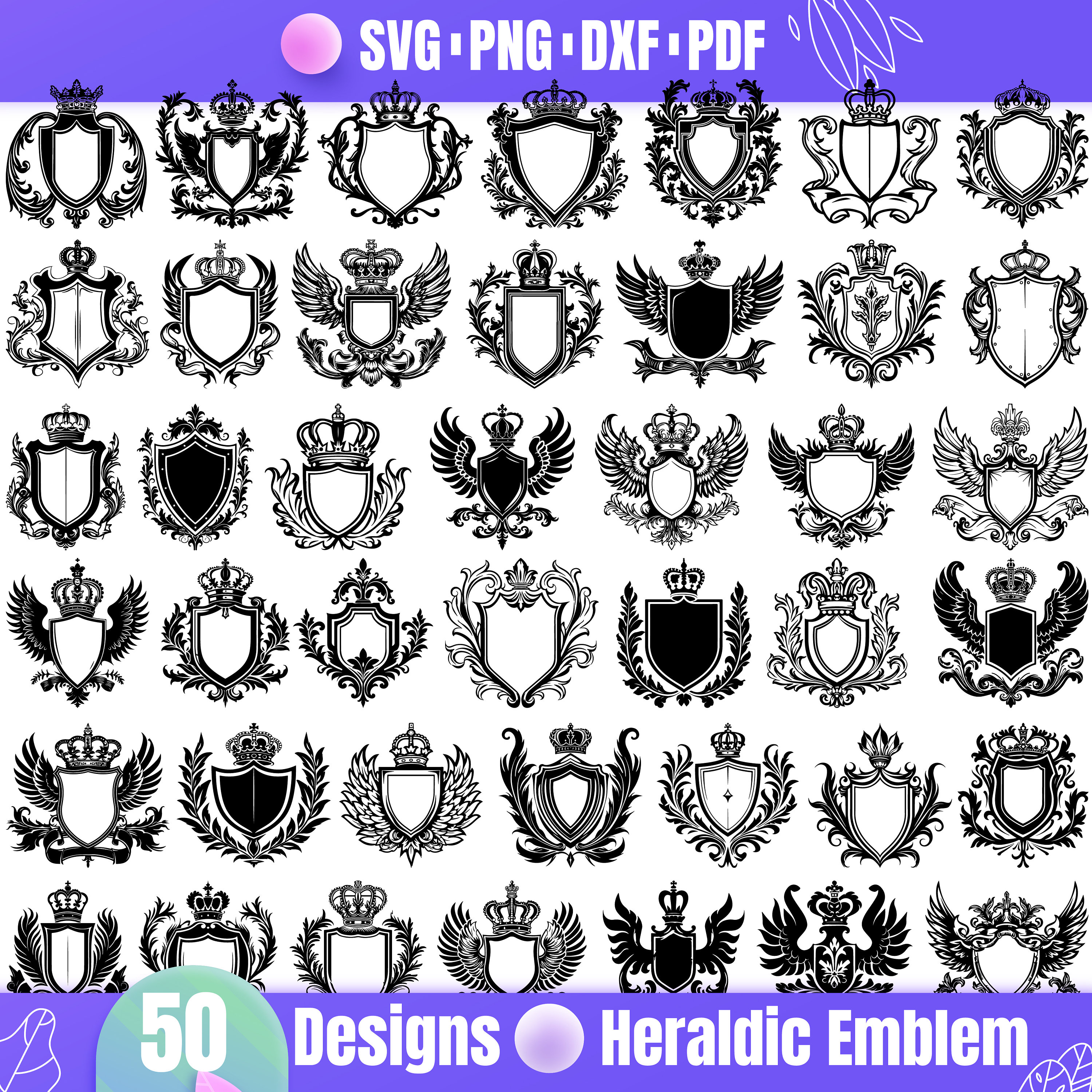 High Quality Heraldic Emblem SVG Bundle, Heraldic Emblem Dxf, Heraldic ...