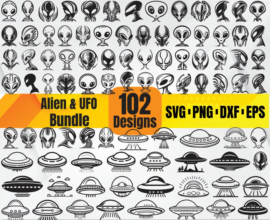 High Quality Alien SVG Bundle, Ufo Svg, Alien Head Svg, Alien Dxf, Alien Png, Alien Eps, Alien ...
