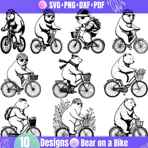 Bear on Bike - Etsy