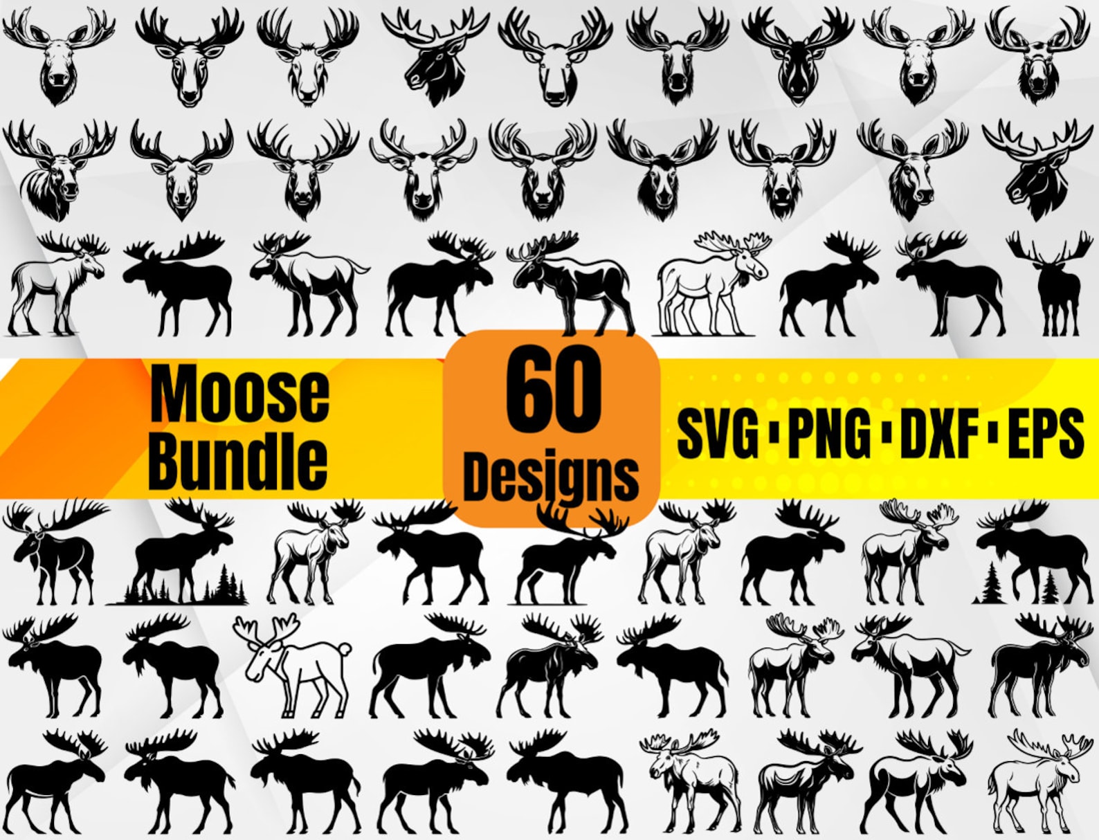 High Quality Moose SVG Bundle, Moose Dxf, Moose Png, Moose Vector ...