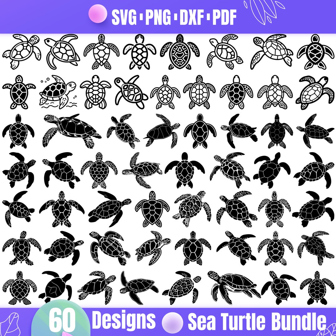 High Quality Sea Turtle SVG Bundle, Sea Turtle Dxf, Sea Turtle Png, Sea ...