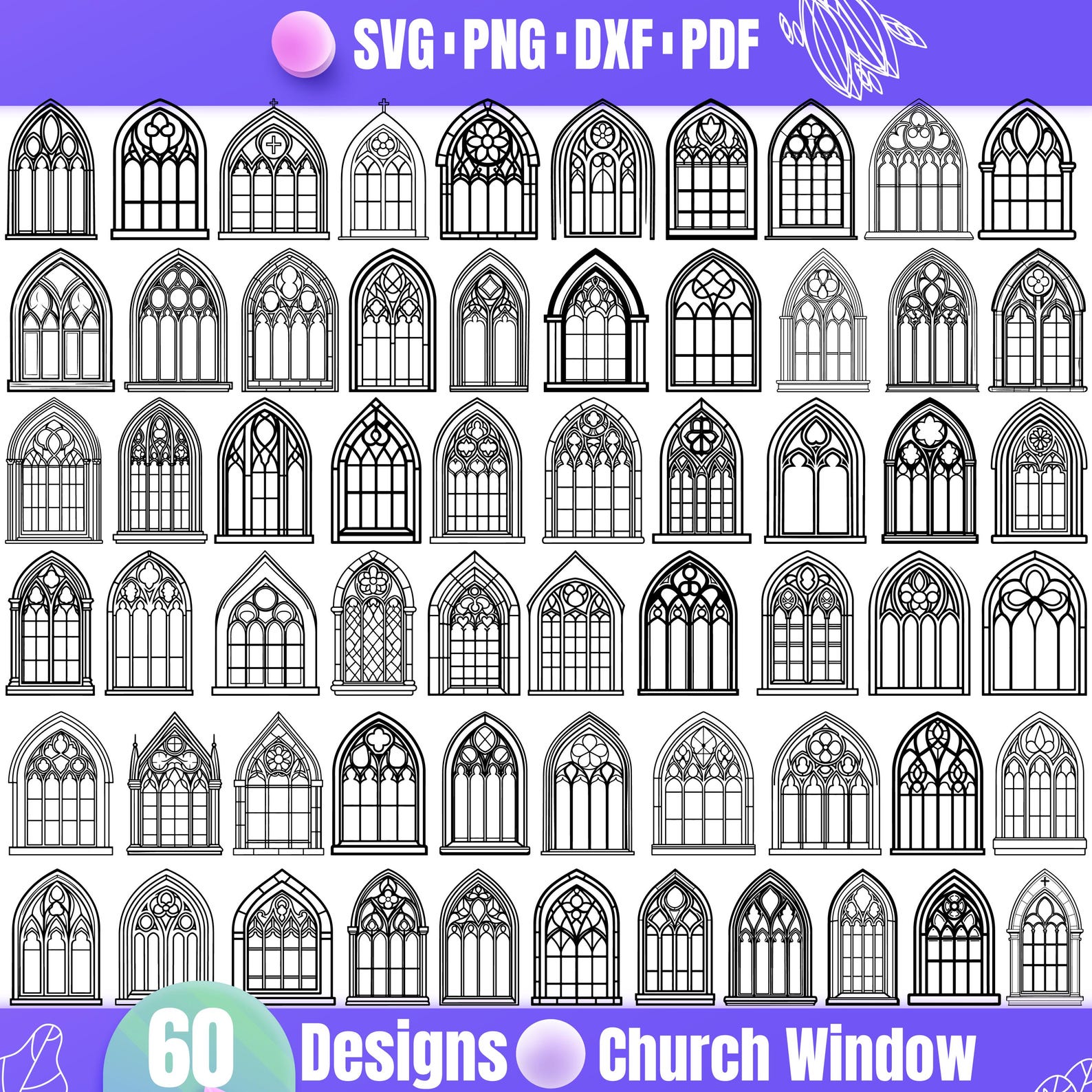 Church Window Svg - Elegant Stained Glass Design for Crafts and Home ...