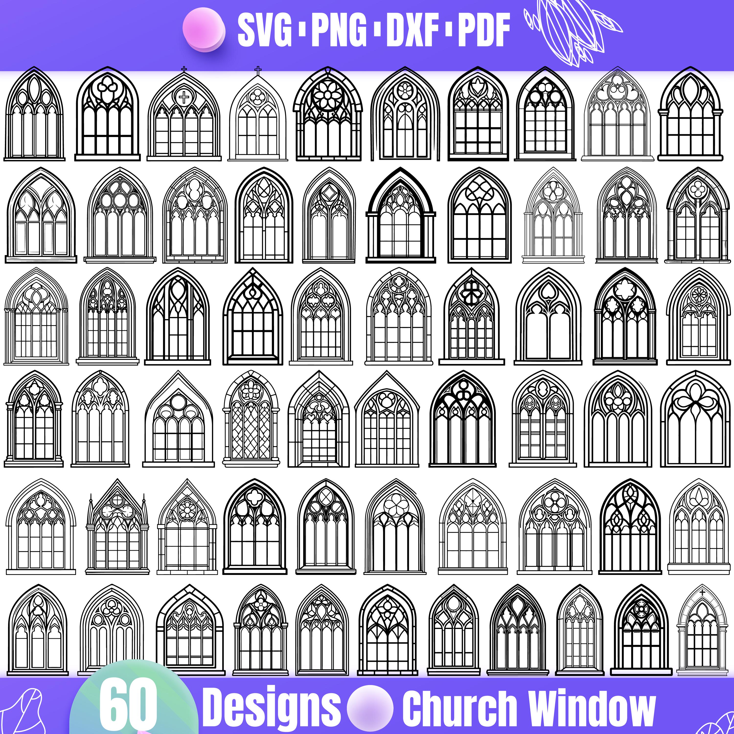 Church Window Svg - Elegant Stained Glass Design for Crafts and Home ...