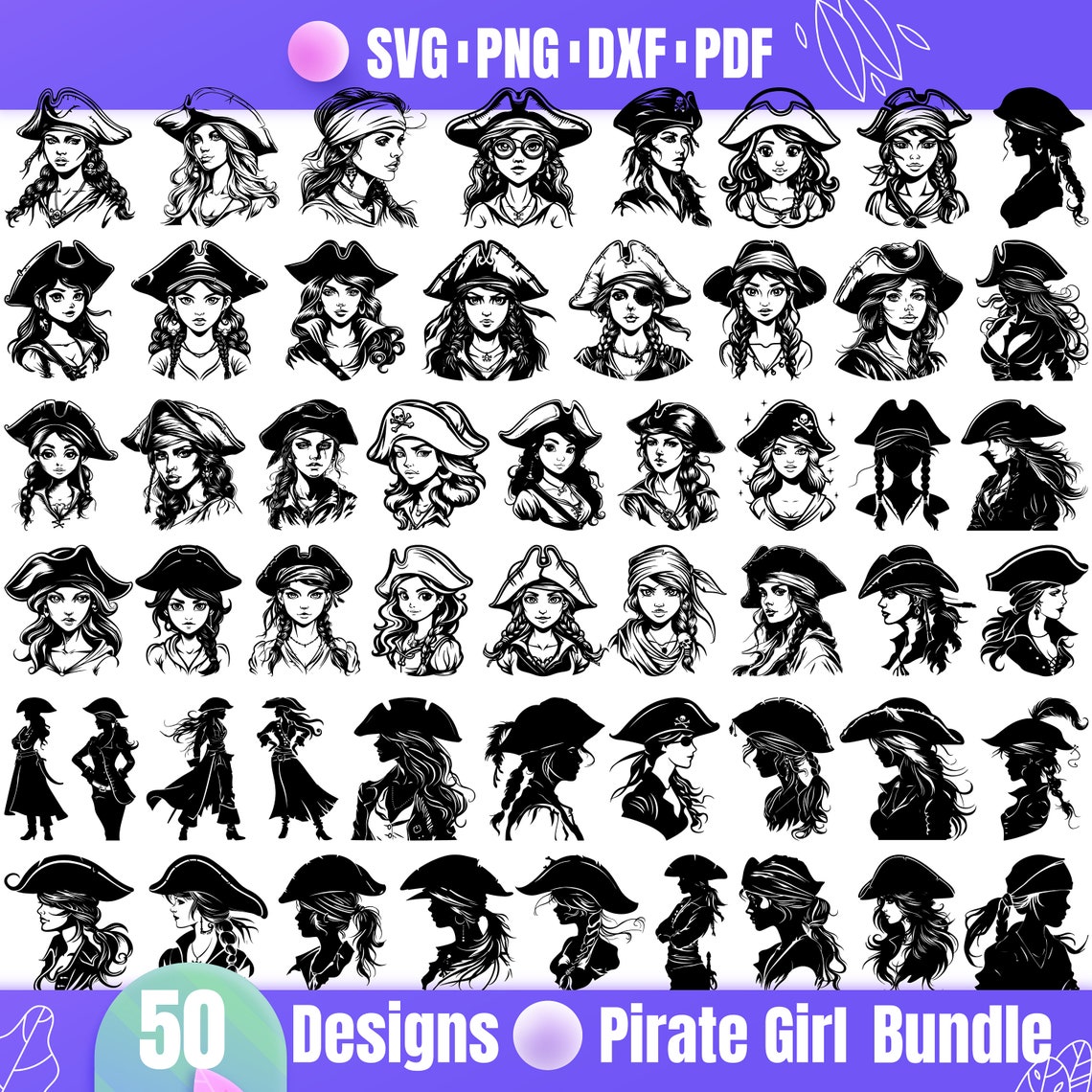 High Quality Pirate Girl SVG Bundle, Pirate Girl Dxf, Pirate Girl Png ...