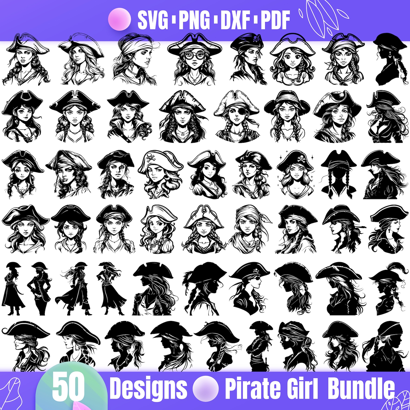 High Quality Pirate Girl SVG Bundle, Pirate Girl Dxf, Pirate Girl Png ...