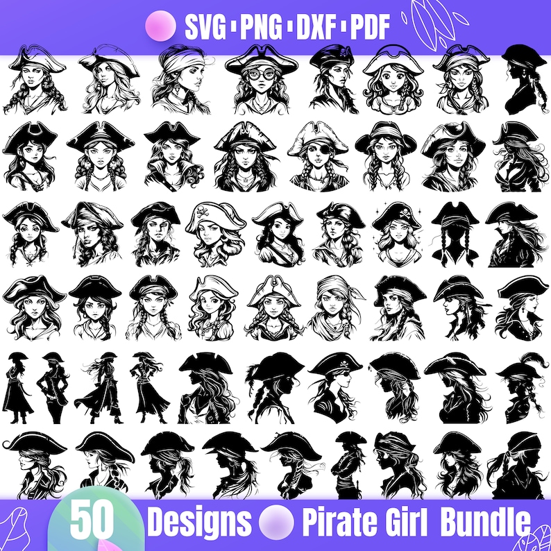 High Quality Pirate Girl SVG Bundle, Pirate Girl Dxf, Pirate Girl Png ...