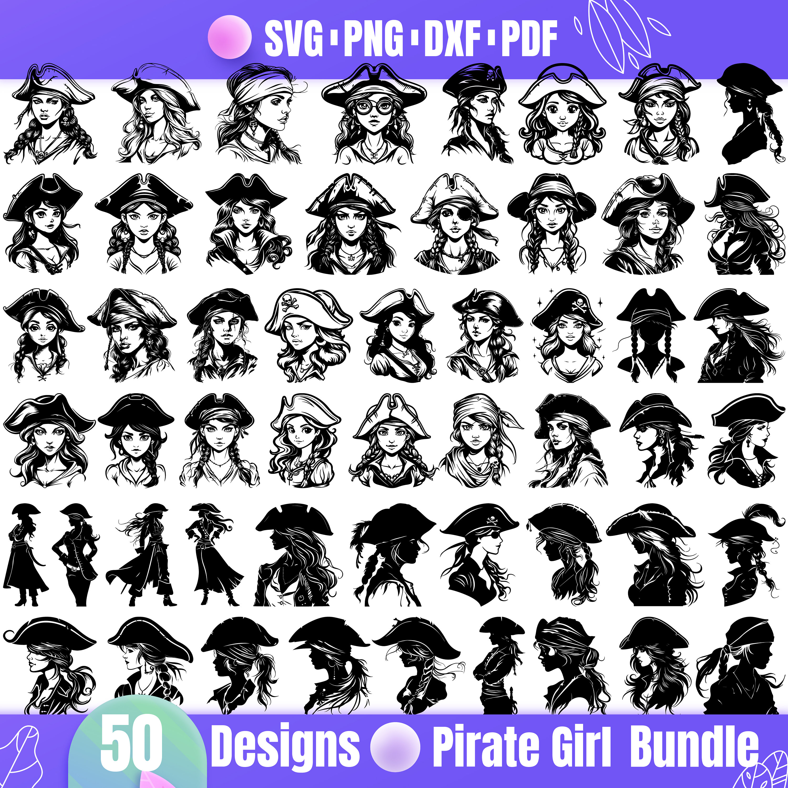 High Quality Pirate Girl SVG Bundle, Pirate Girl Dxf, Pirate Girl Png ...