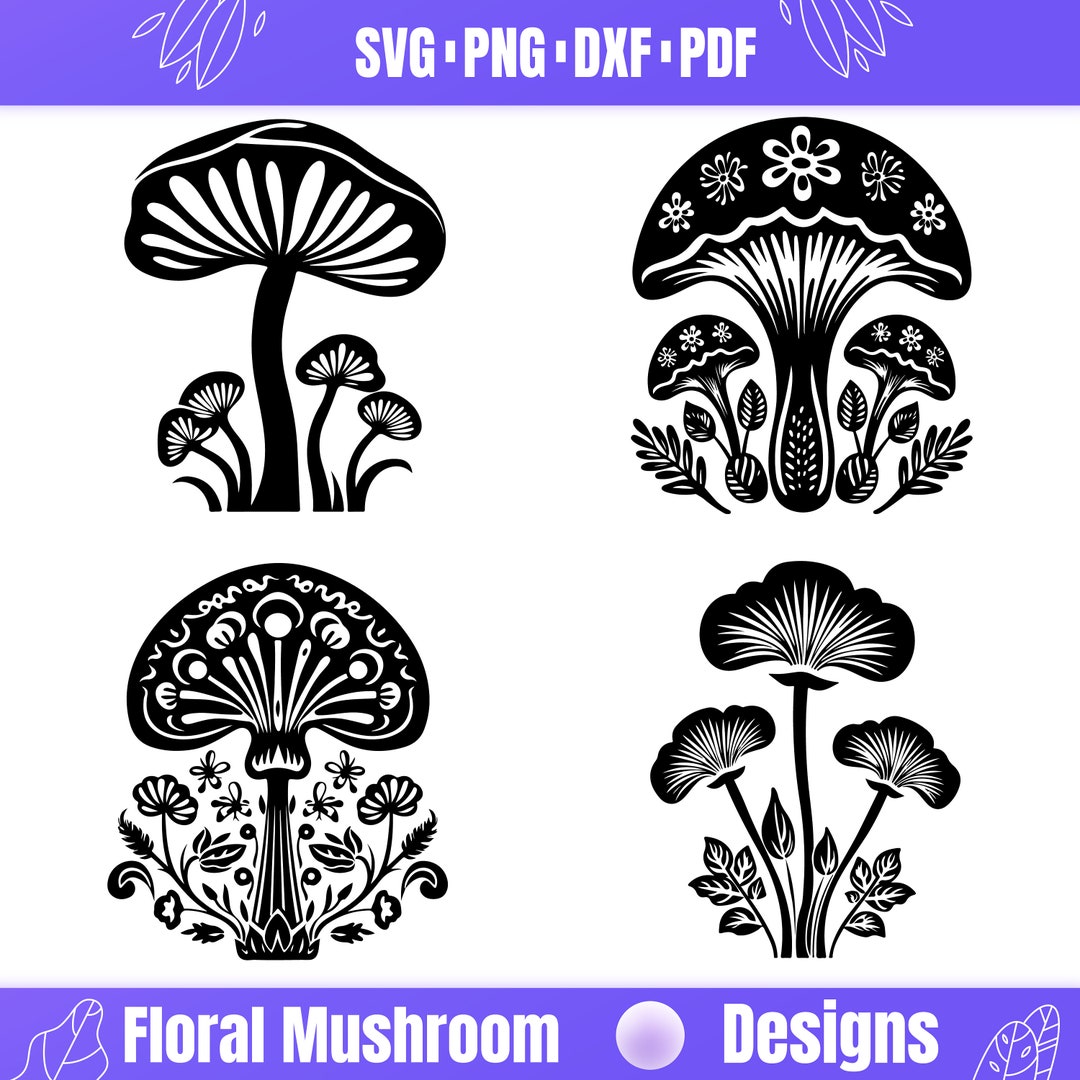 High Quality Floral Mushroom SVG Bundle, Floral Mushroom Png, Floral ...