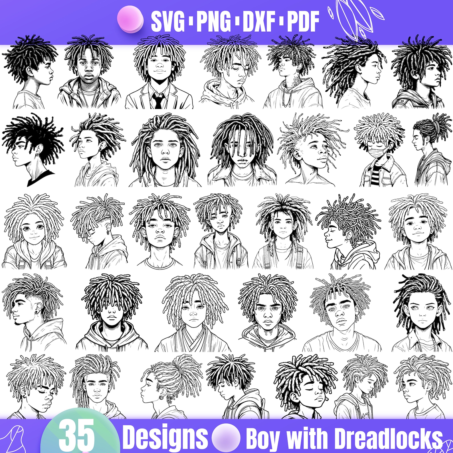 High Quality Boy With Dreadlocks SVG Bundle, Dreadlocks Dxf, Dreadlocks ...
