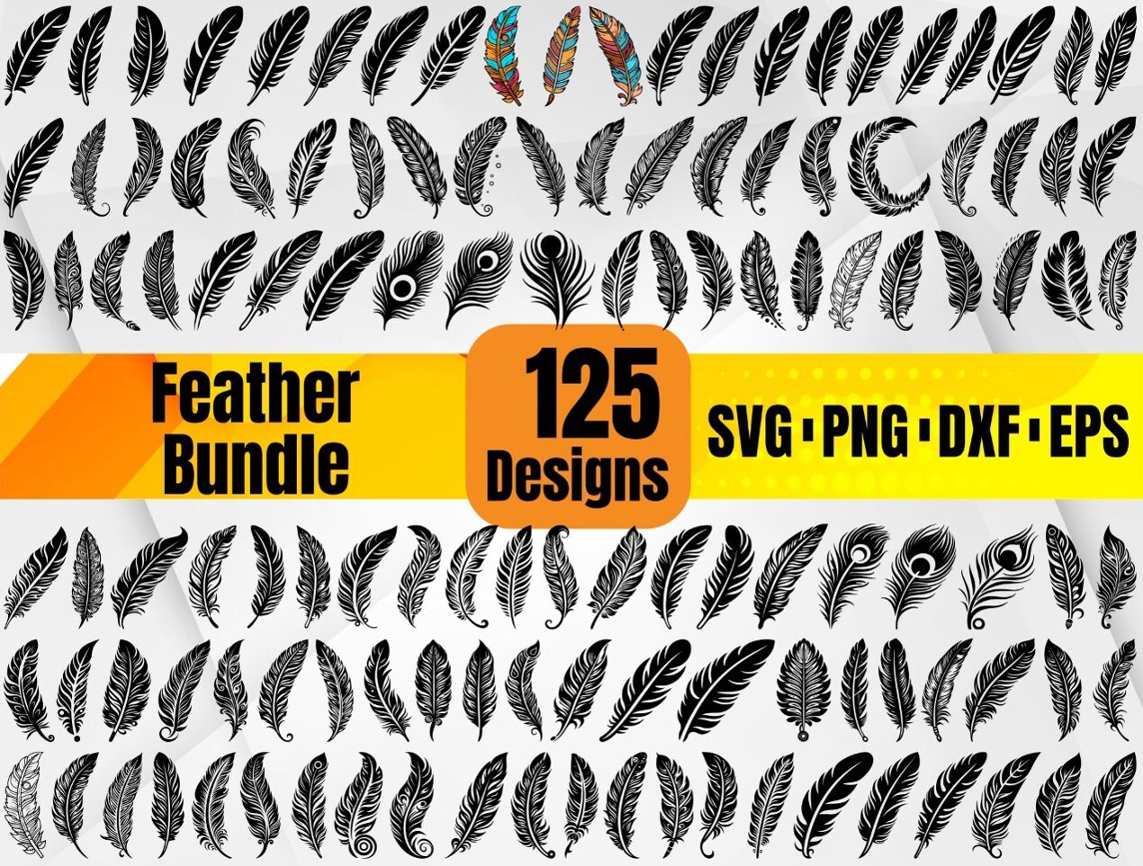 High Quality Feather SVG Bundle, Boho Feather Svg, Tribal Feather Svg ...