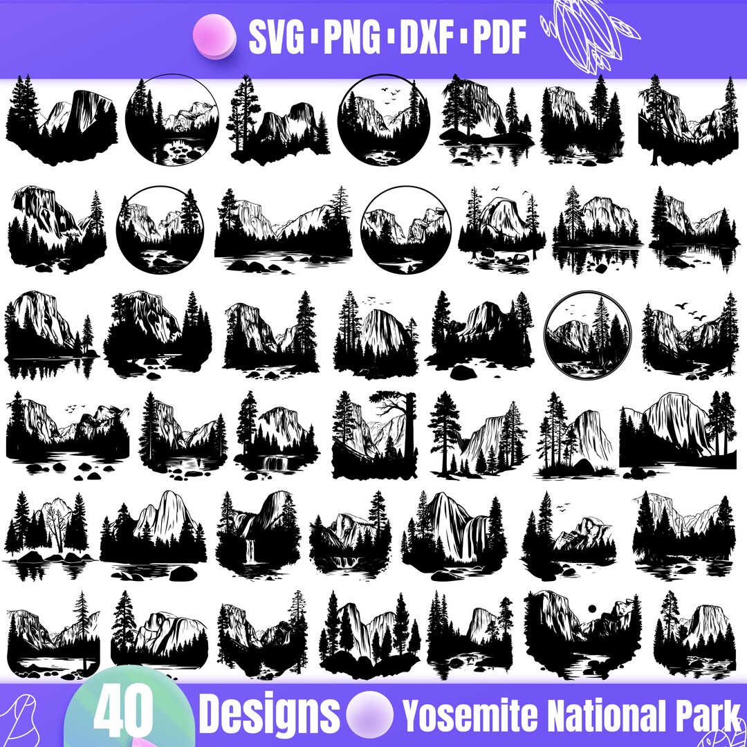 High Quality Yosemite National Park SVG Bundle, National Park Dxf ...