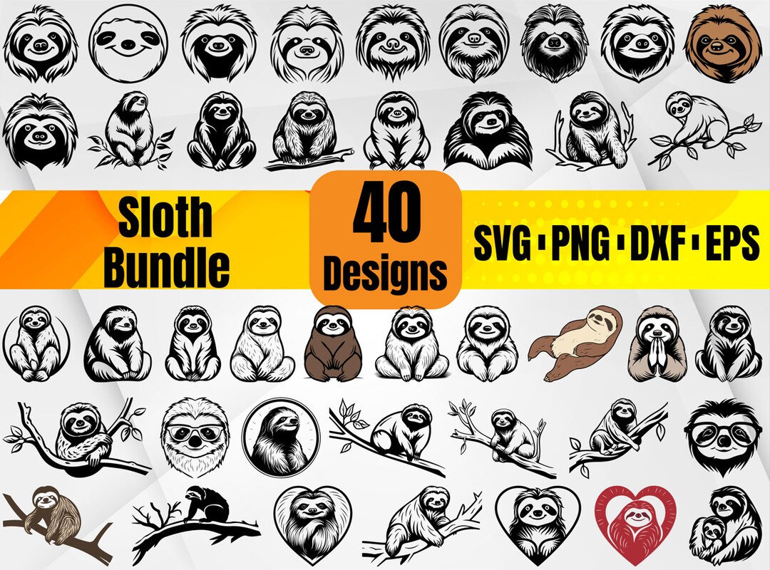 High Quality Sloth SVG Bundle, Sloth Head Svg, Sloth Dxf, Sloth Png ...