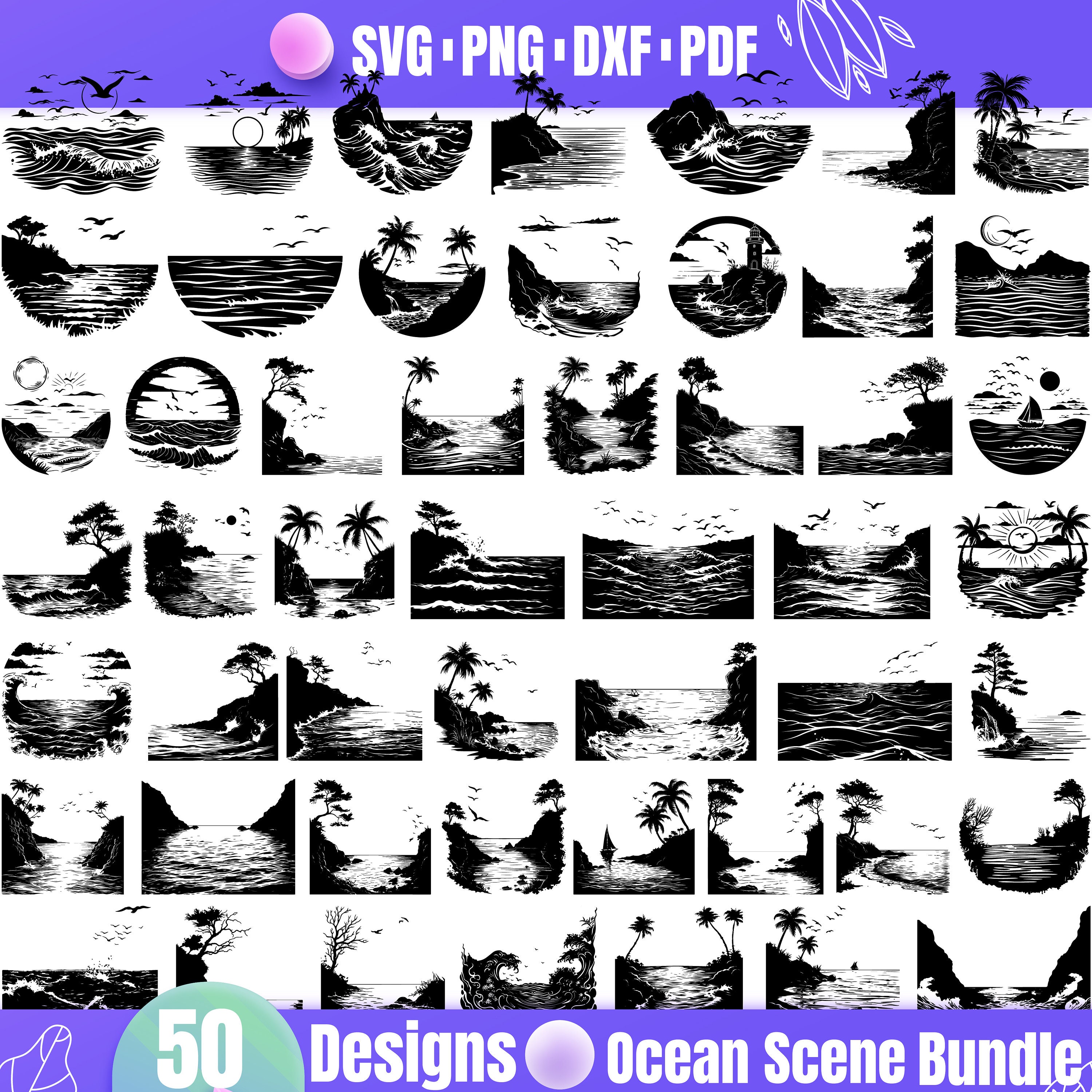 High Quality Ocean Scene SVG Bundle, Ocean Scene Dxf, Ocean Scene Png ...
