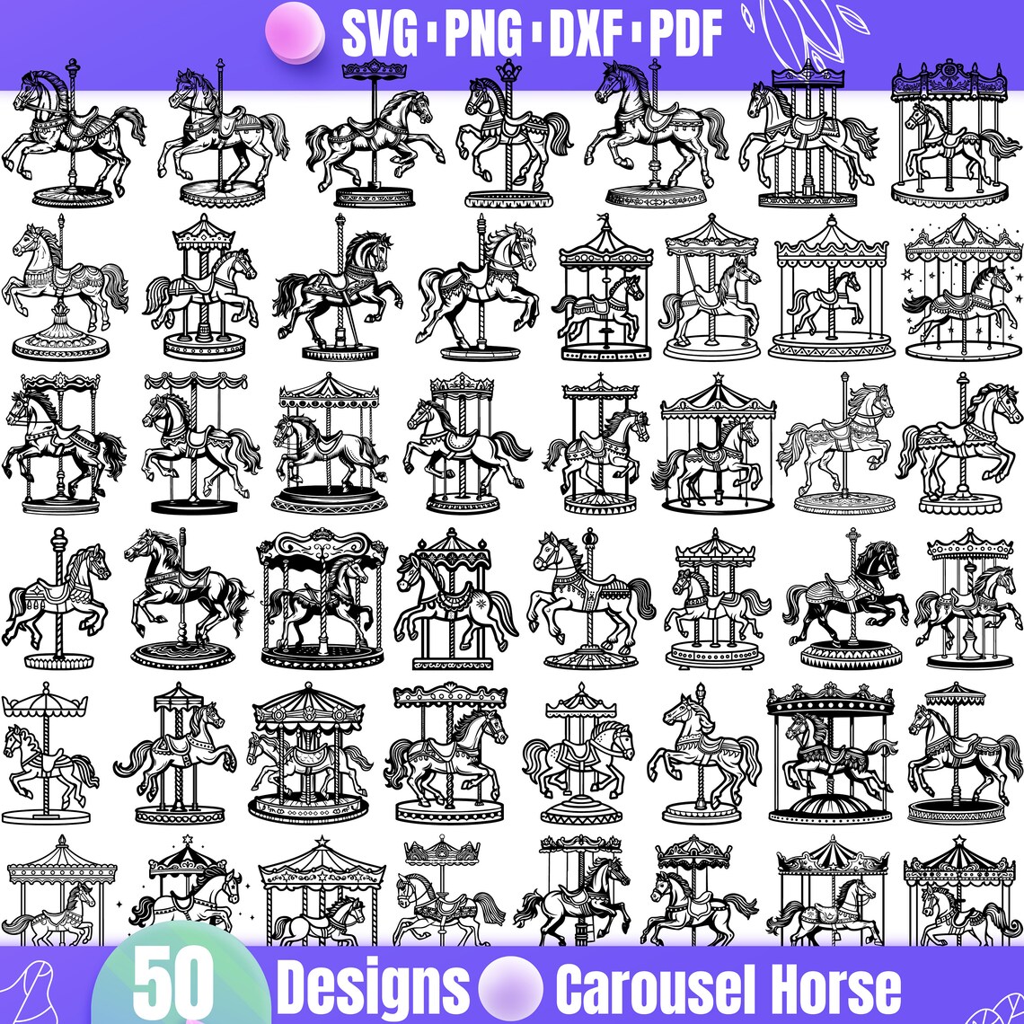 High Quality Carousel Horse SVG Bundle, Carousel Horse Dxf, Carousel ...