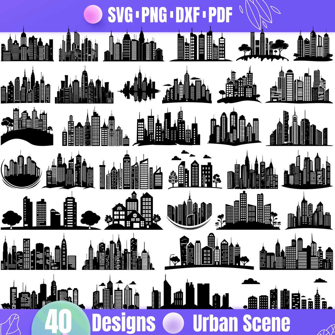Urban Scene SVG – Cityscape Design, Modern City Skyline, Street View ...