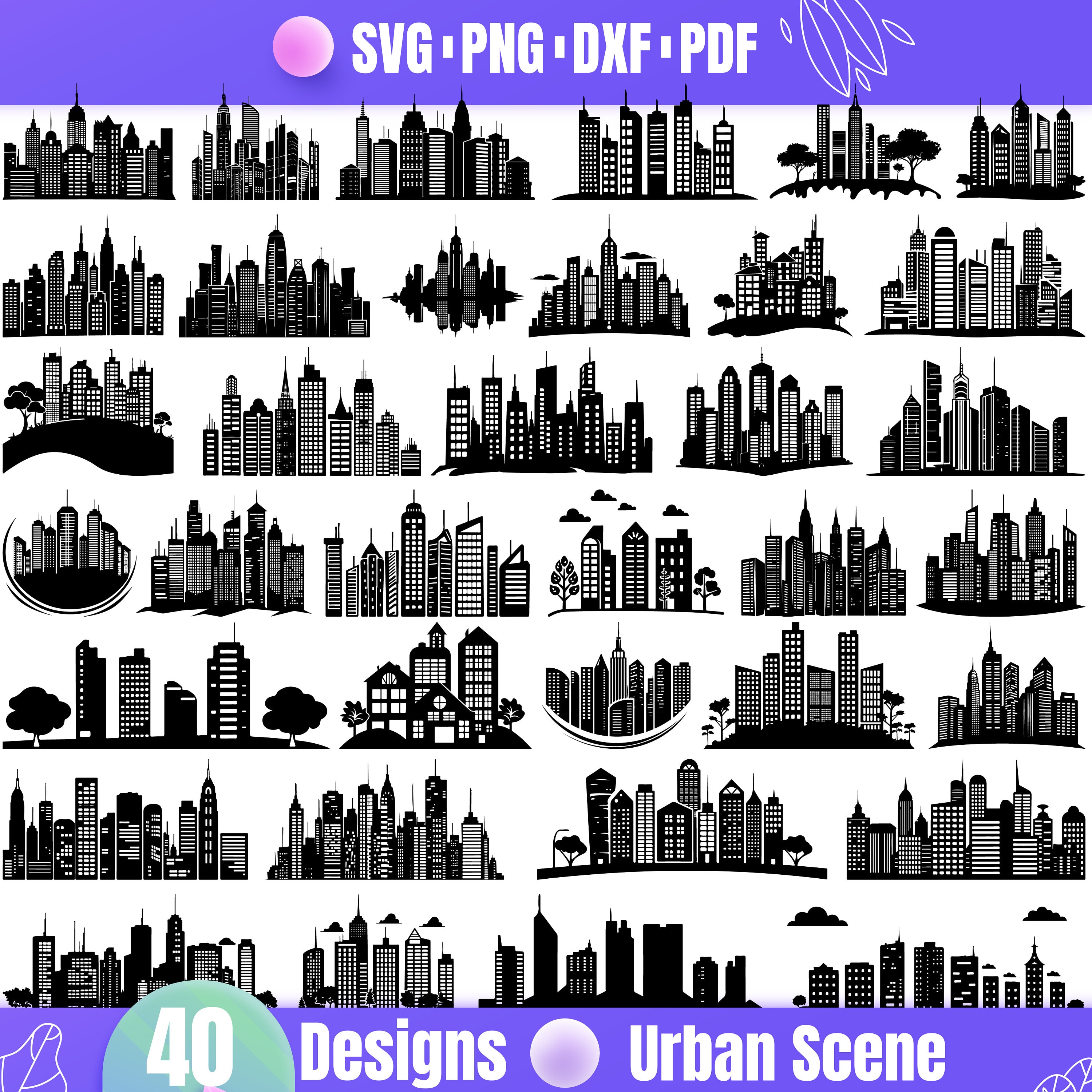 High Quality Urban Scene SVG Bundle, Urban Scene Dxf, Urban Scene Png ...