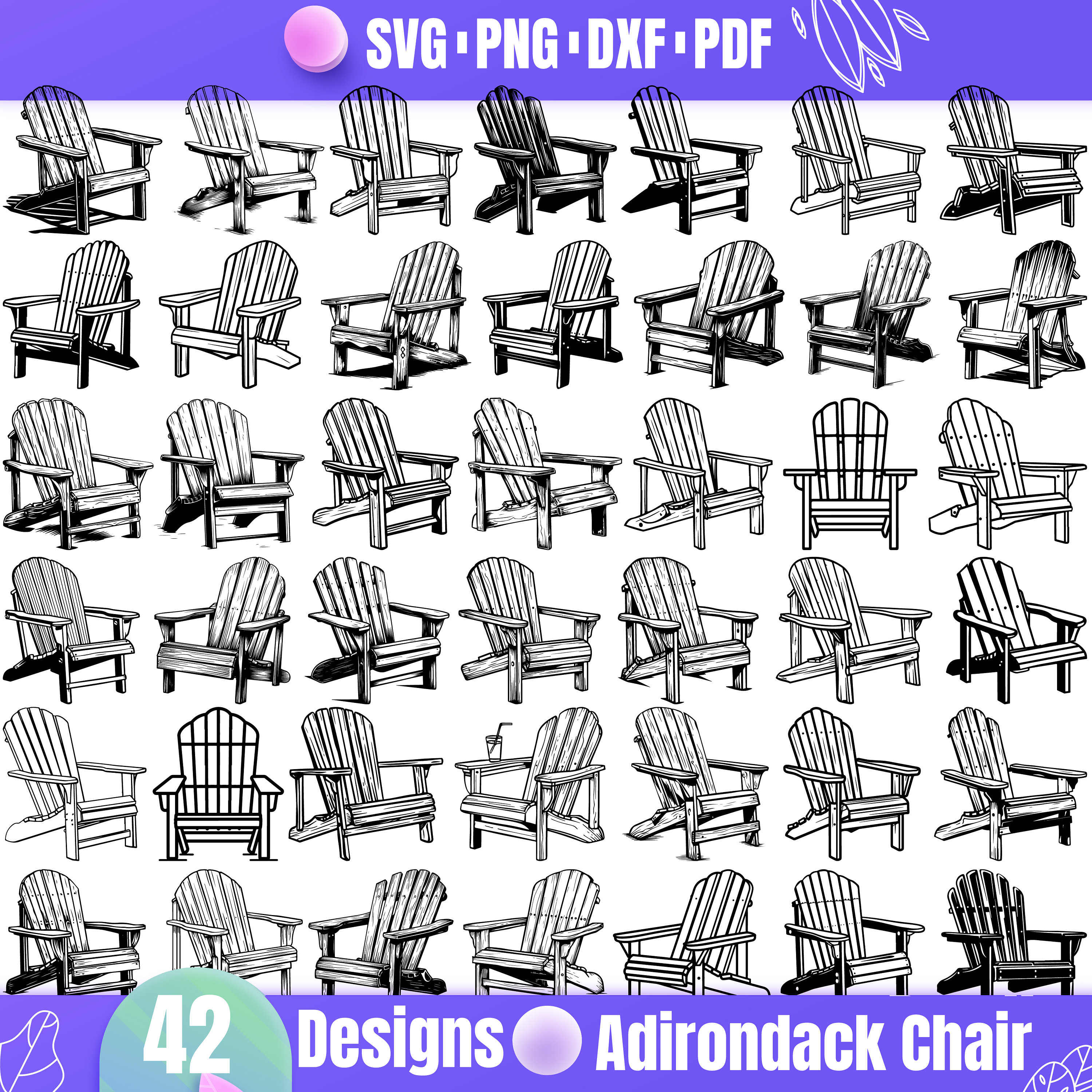 High Quality Adirondack Chair SVG Bundle, Adirondack Chair Dxf ...