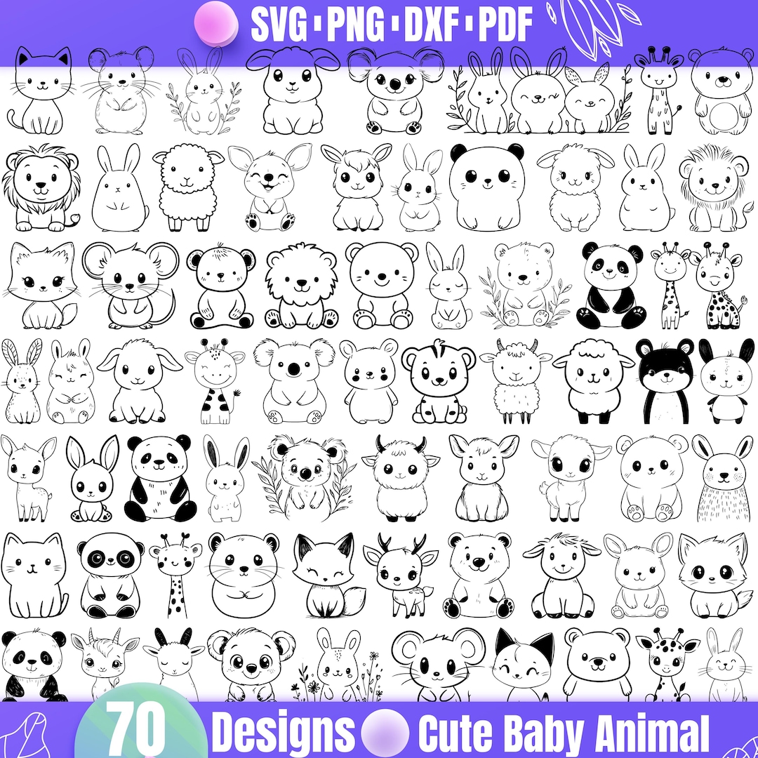 Cute Baby Animal SVG – Adorable Baby Wildlife Silhouettes, Kawaii ...