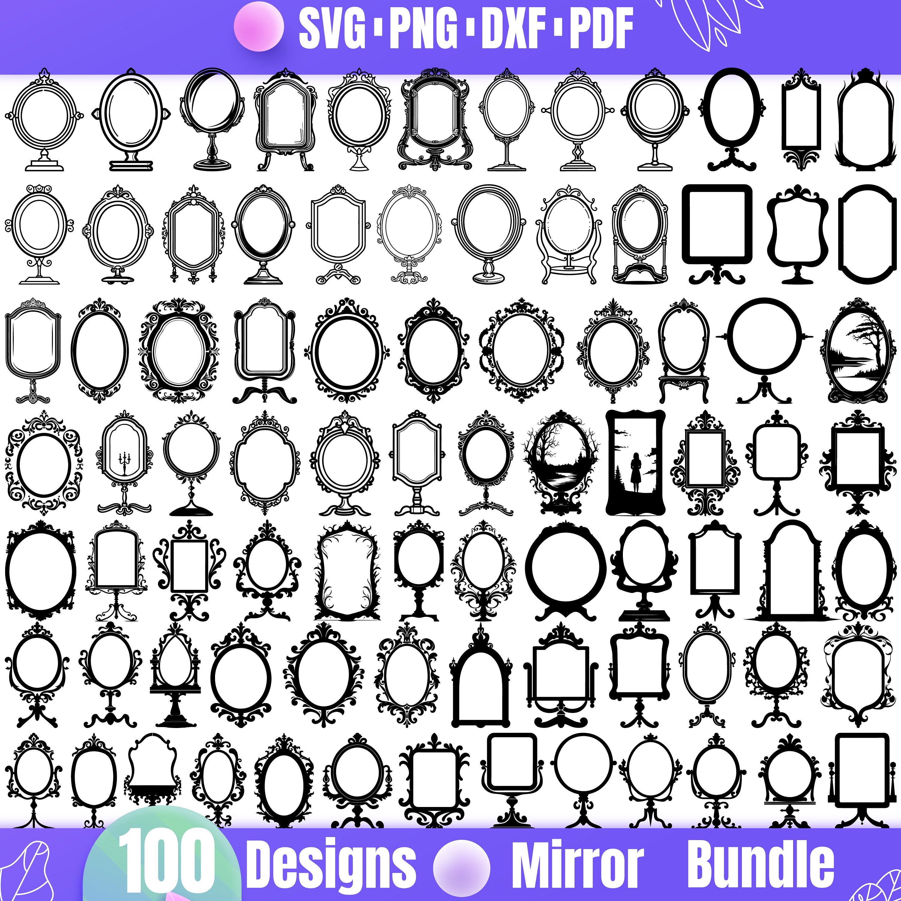 High Quality Mirror SVG Bundle, Mirror Dxf, Mirror Png, Mirror Vector ...