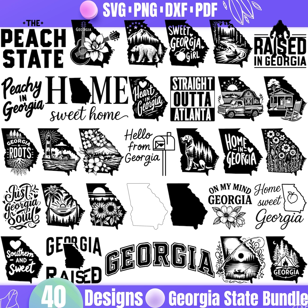 Georgia SVG Bundle With 40 Southern State Designs for Cricut and ...