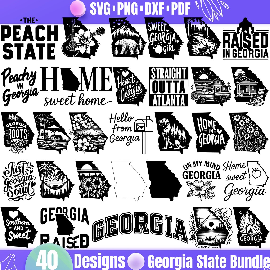 Georgia SVG Bundle With 40 Southern State Designs for Cricut and ...