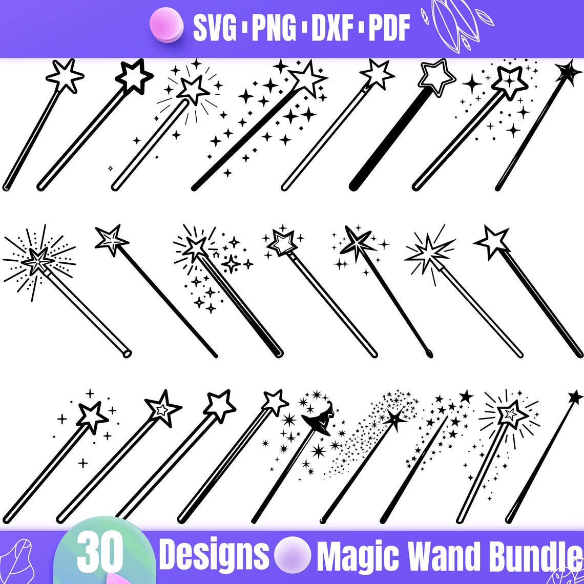 High Quality Magic Wand SVG Bundle, Magic Wand Dxf, Magic Wand Png ...