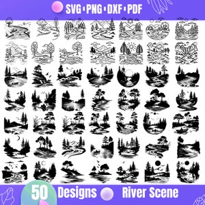 High Quality River Scene SVG Bundle, River Scene Dxf, River Scene Png ...