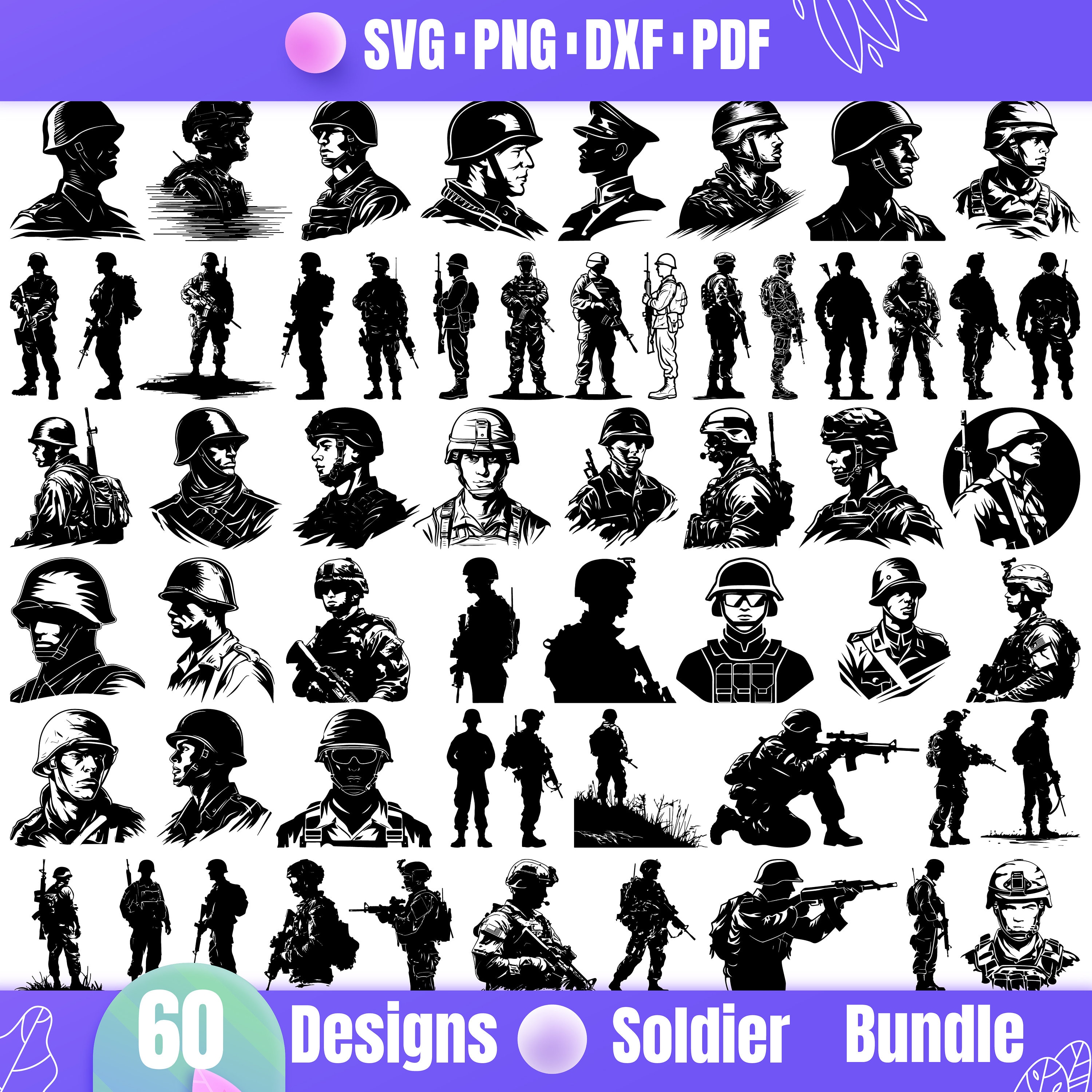 High Quality Soldier SVG Bundle, Soldier Dxf, Soldier Png, Soldier ...